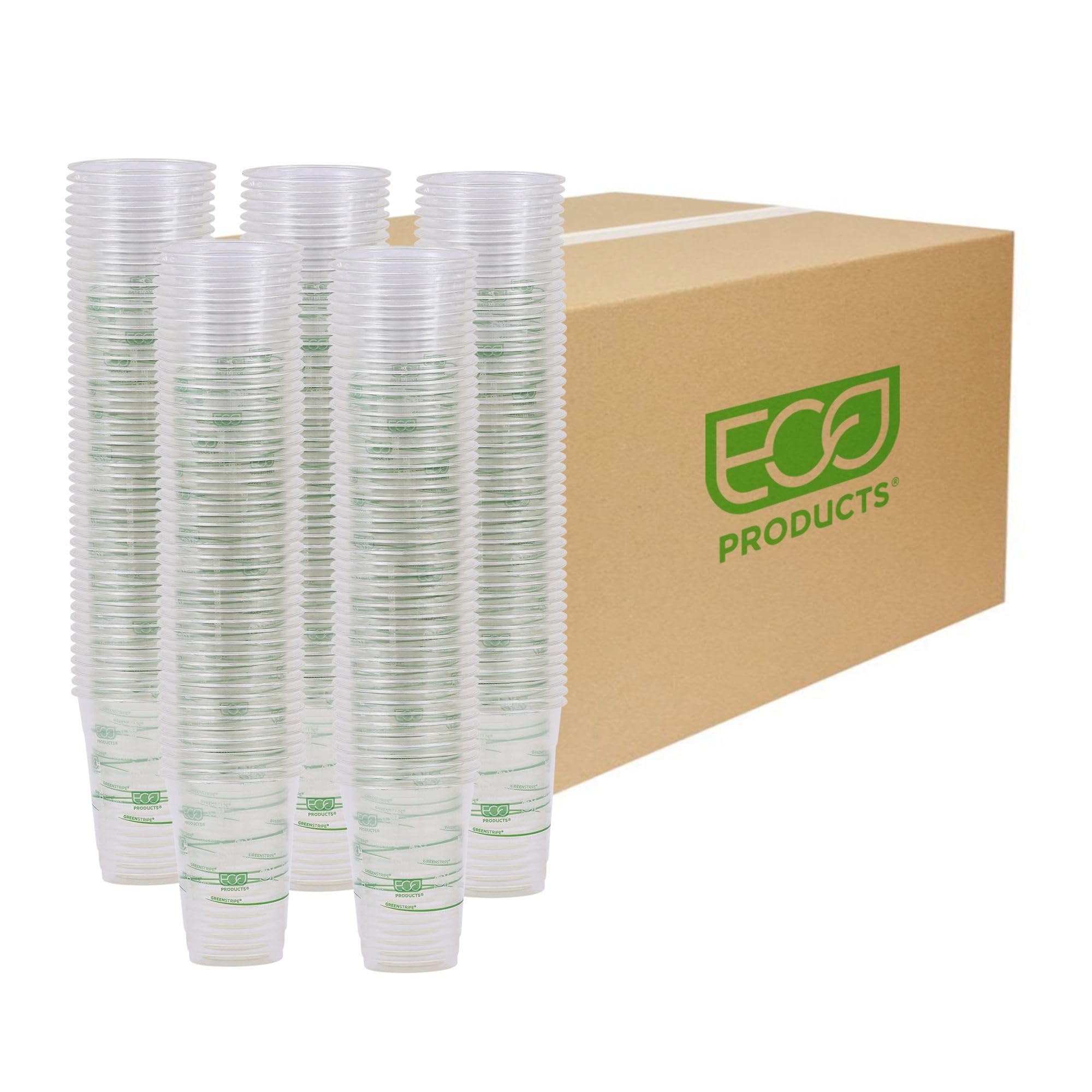 ECO PRODUCTS GreenStripe Clear Compostable 16oz PLA Plastic Cups, Case ...