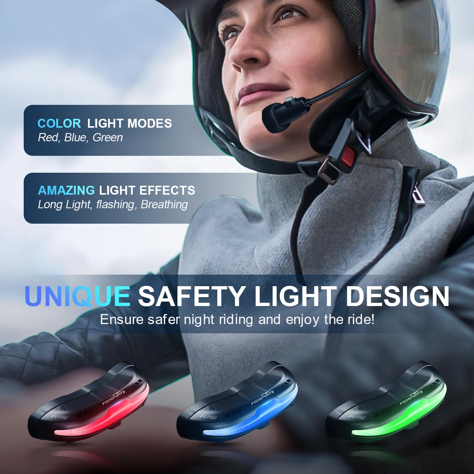 Mua Fodsports Motorcycle Bluetooth Headset with Safety Light, F1 PRO 2 ...