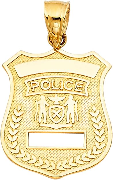Amazon.com: Solid 14K Yellow Gold Police Pendant: Jewelry