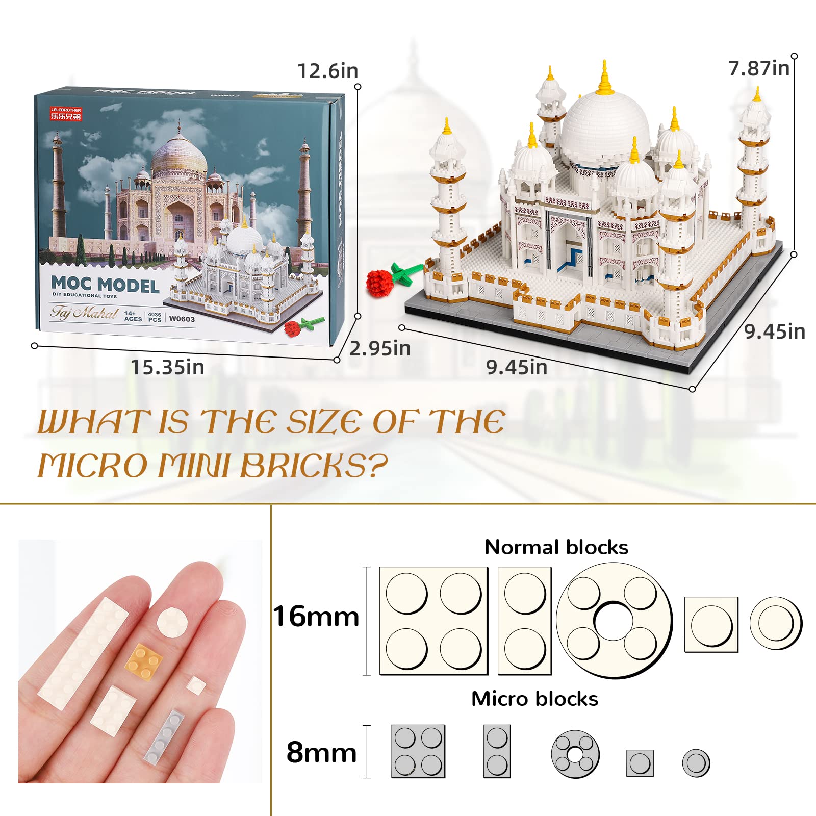 Mua QLT Micro Mini Blocks Taj Mahal Architecture Building Toy Display Famous Architecture Model ...