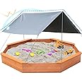 Amazon.com: Large Sandbox 85"x 77"x 9" Kids Sand box with Lid Covered ...