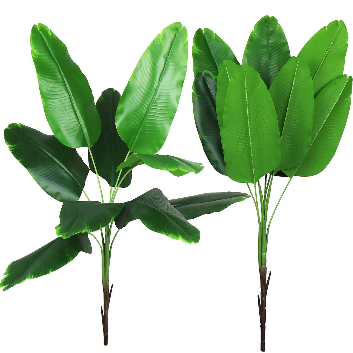 Ollain Artificial Plants 2pcs Faux Banana Tree Tropical Monstera Leaf ...