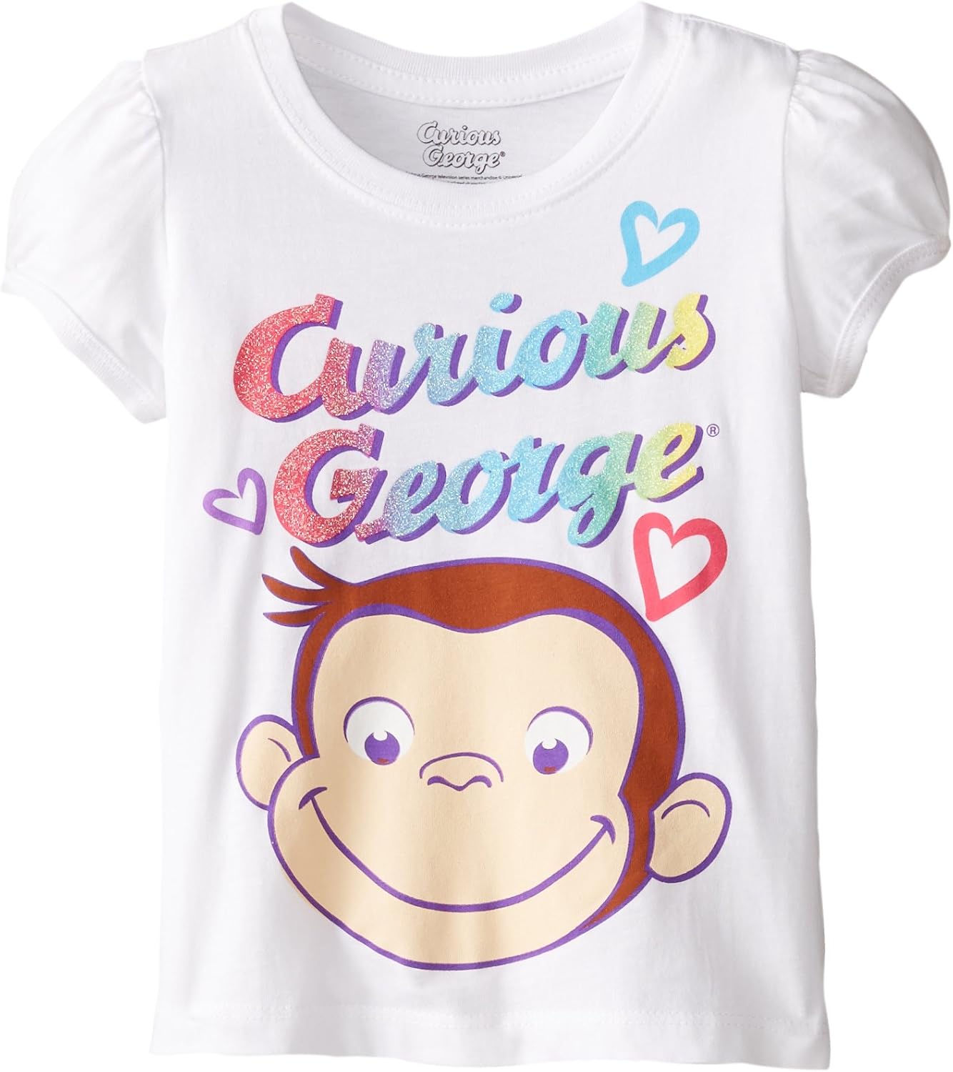 Curious George Little Girls' Toddler Short Sleeve T-Shirt, White, 2T ...