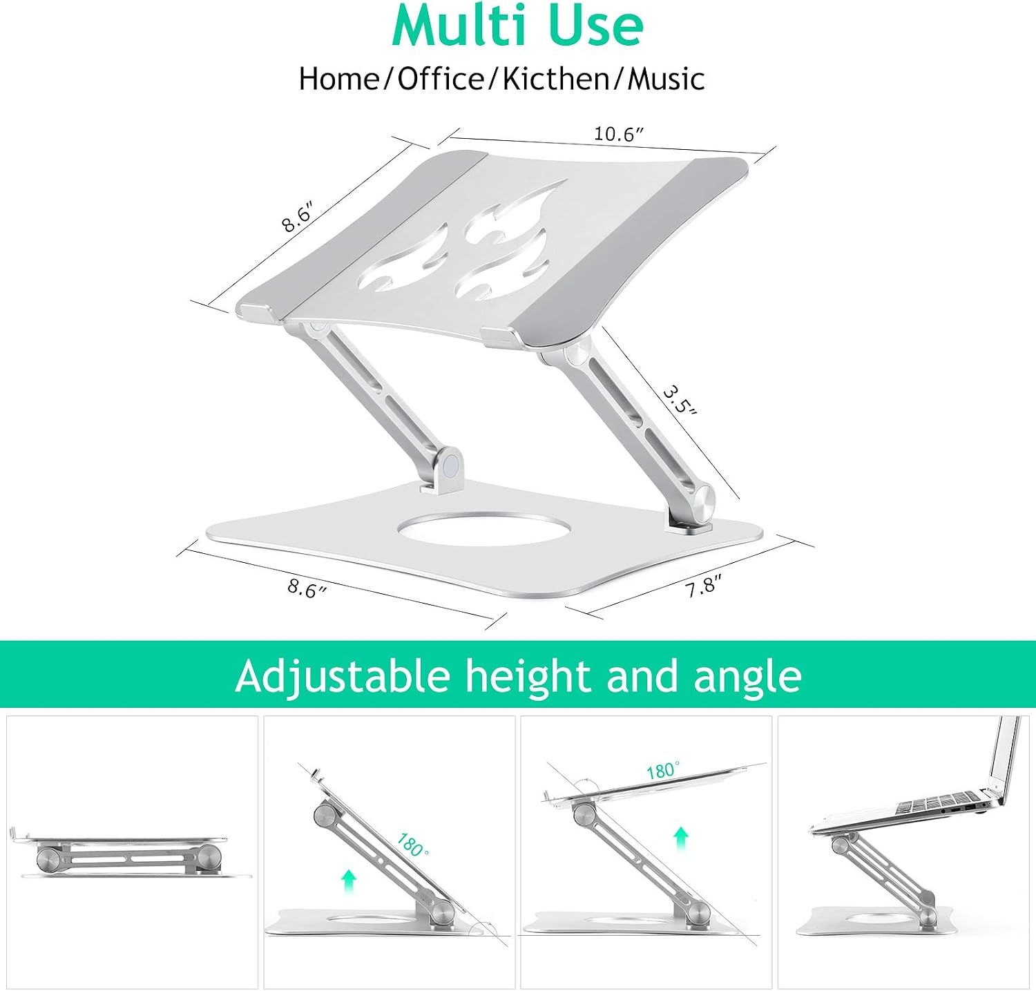 Laptop Stand, Ergonomic Height Angle Lapdesk, Adjustable Aluminum Alloy ...