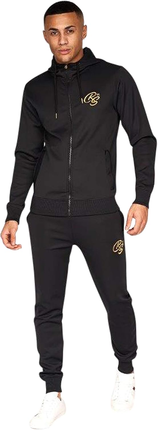 Crosshatch - Tuta intera da uomo, con cappuccio e zip intera Black ...