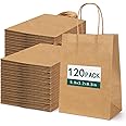 Amazon.com: Colemoly Kraft Paper Gift Bags with Handles 120-Pack, 5.9x3 ...