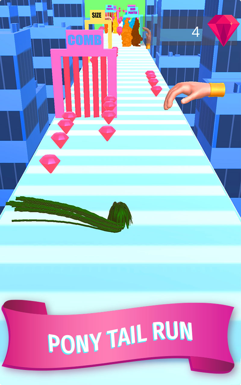 Pony tail Hair wave Flip Challenge 3d giant hair rotate race Longer ...