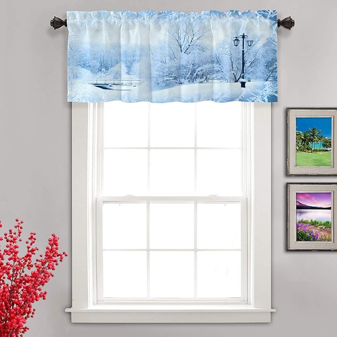 Amazon.com: Shrahala Landscape Trees Kitchen Valances Half Window ...