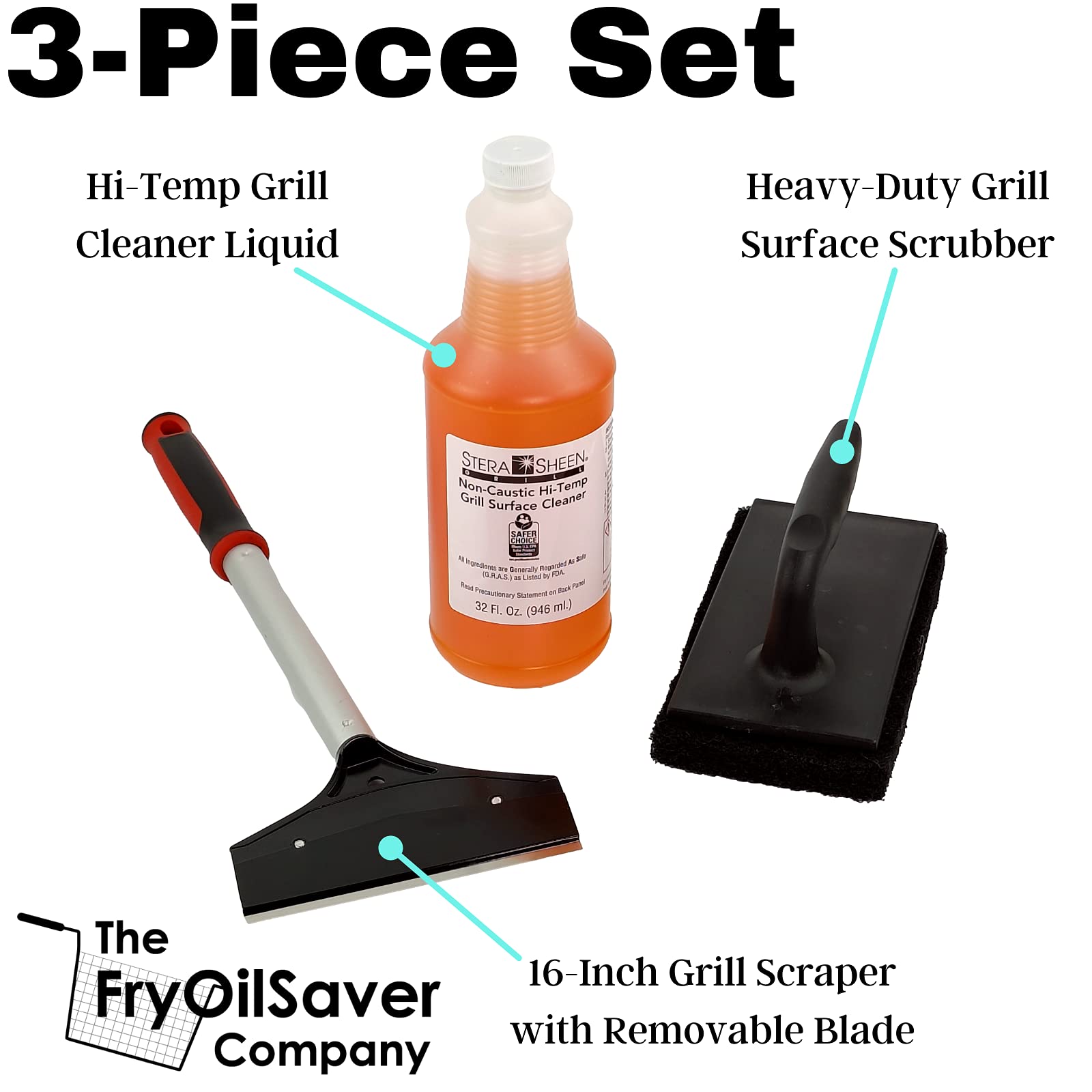 Mua 3pcs Set Griddle Cleaning Kit w/Hi-Temp Grill Liquid Cleaner ...