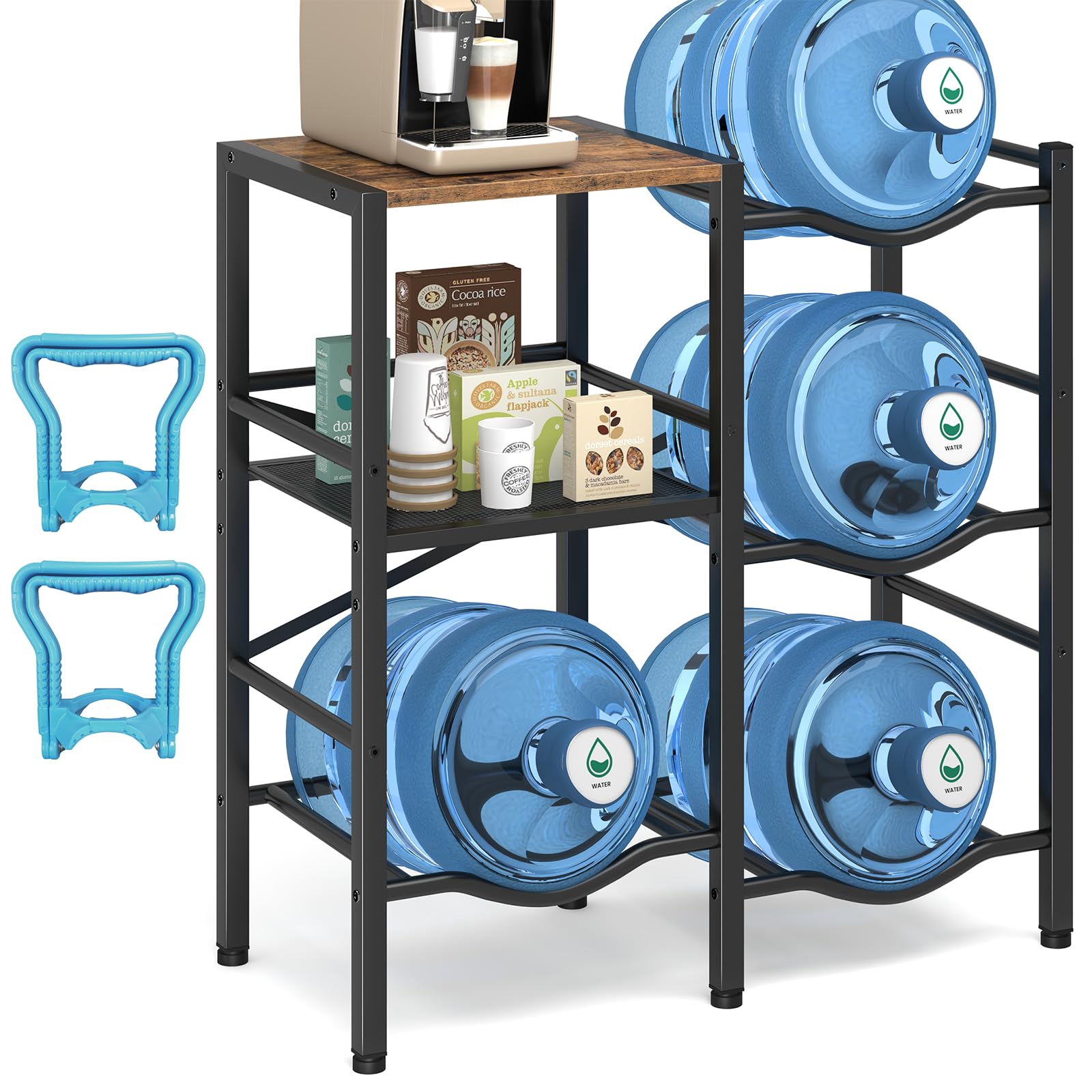 Creso hom 5 Gallon Water Jug Holder, 3 Tier Water Jug Stand with Wood ...