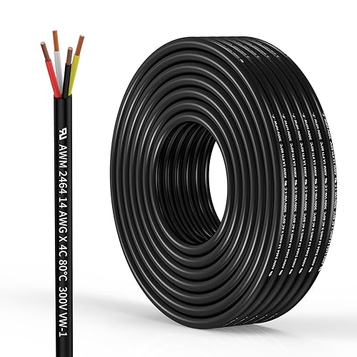 14 Gauge 4 Conductor Electrical Wire Oxygen-Free Copper Cable 10FT/3.1M ...