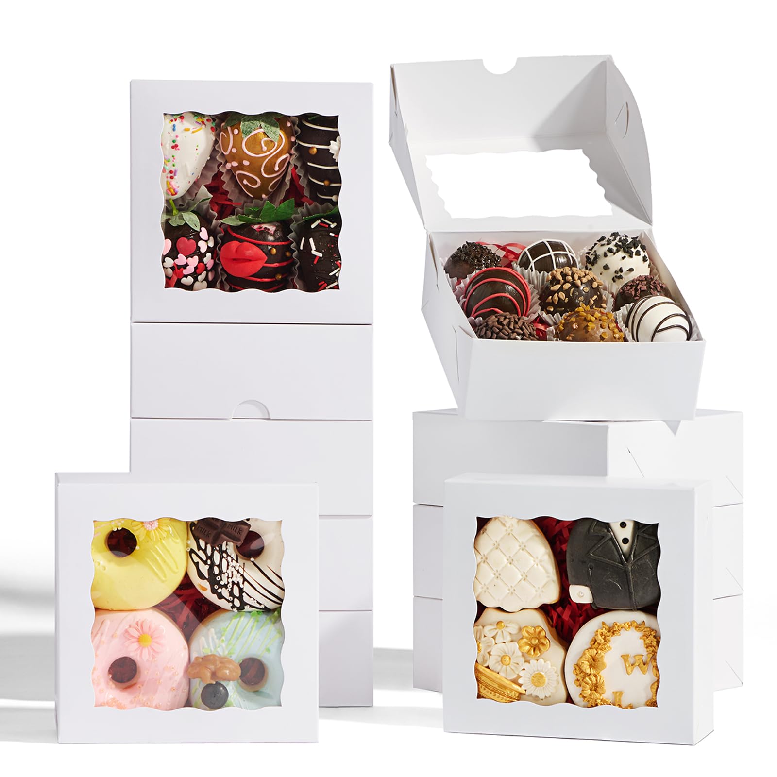 5x5x2 Inch Cookies with Window Bakery Boxes Soap Box Chocolate Truffle ...