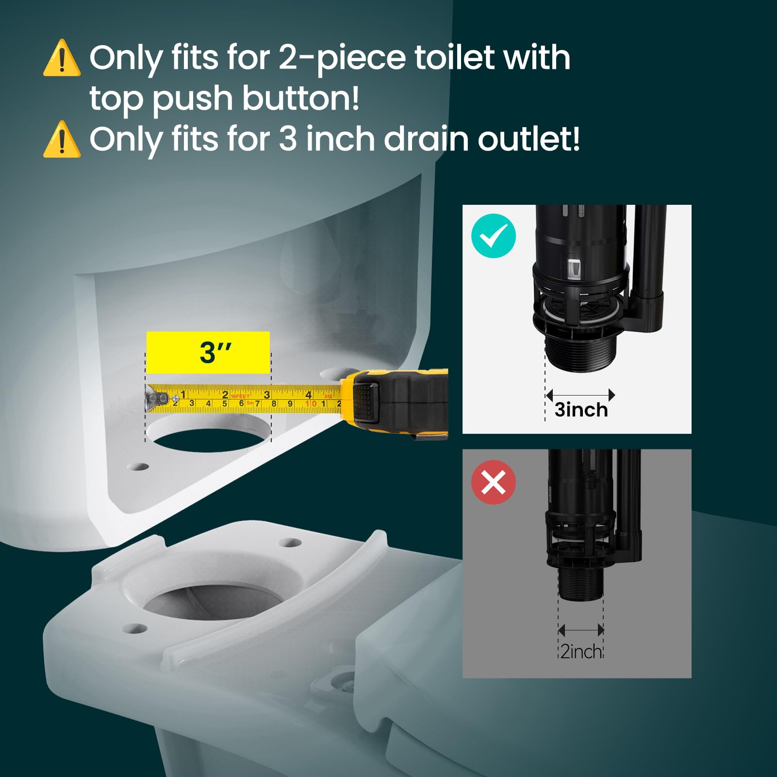 Mua R&T 3-Inch Dual Flush Valve with Top Push Button Toilet Repair Kit ...