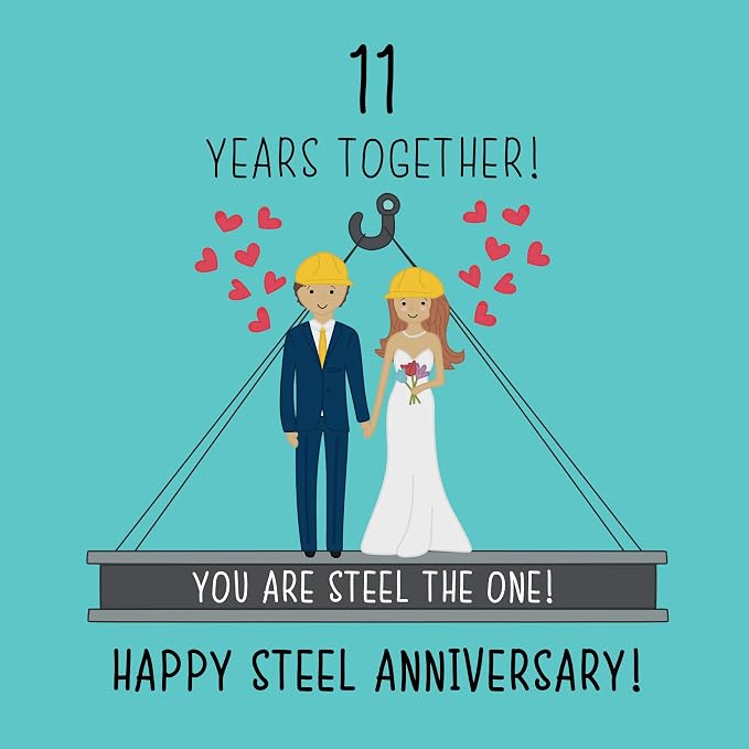 11th Wedding Anniversary Card Steel Anniversary Amazon co uk Office