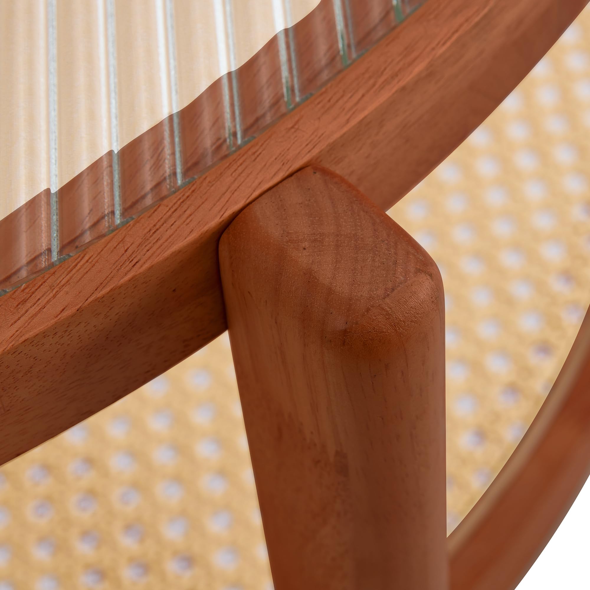 RUNNA Modern Simple Circular Double-Layer Solid Wood Tea Table Rattan ...