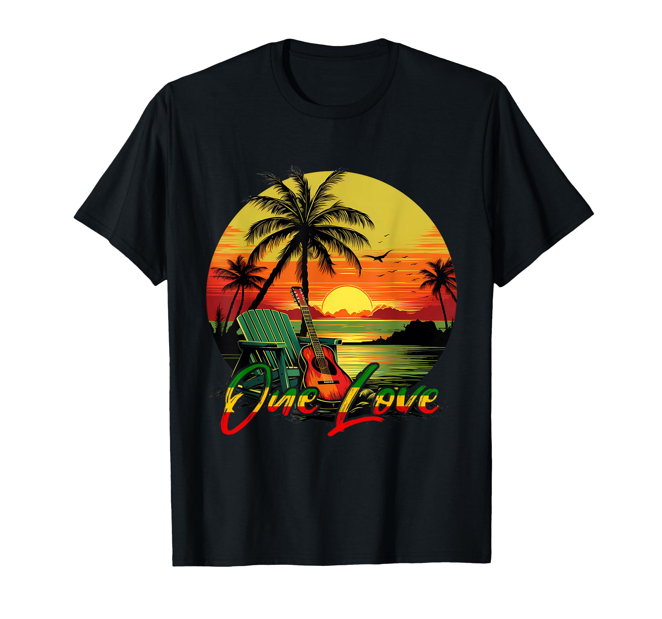 Rasta Reggae Sunset Reggae Music Guitar Rasta Pride Jamaica T-Shirt ...