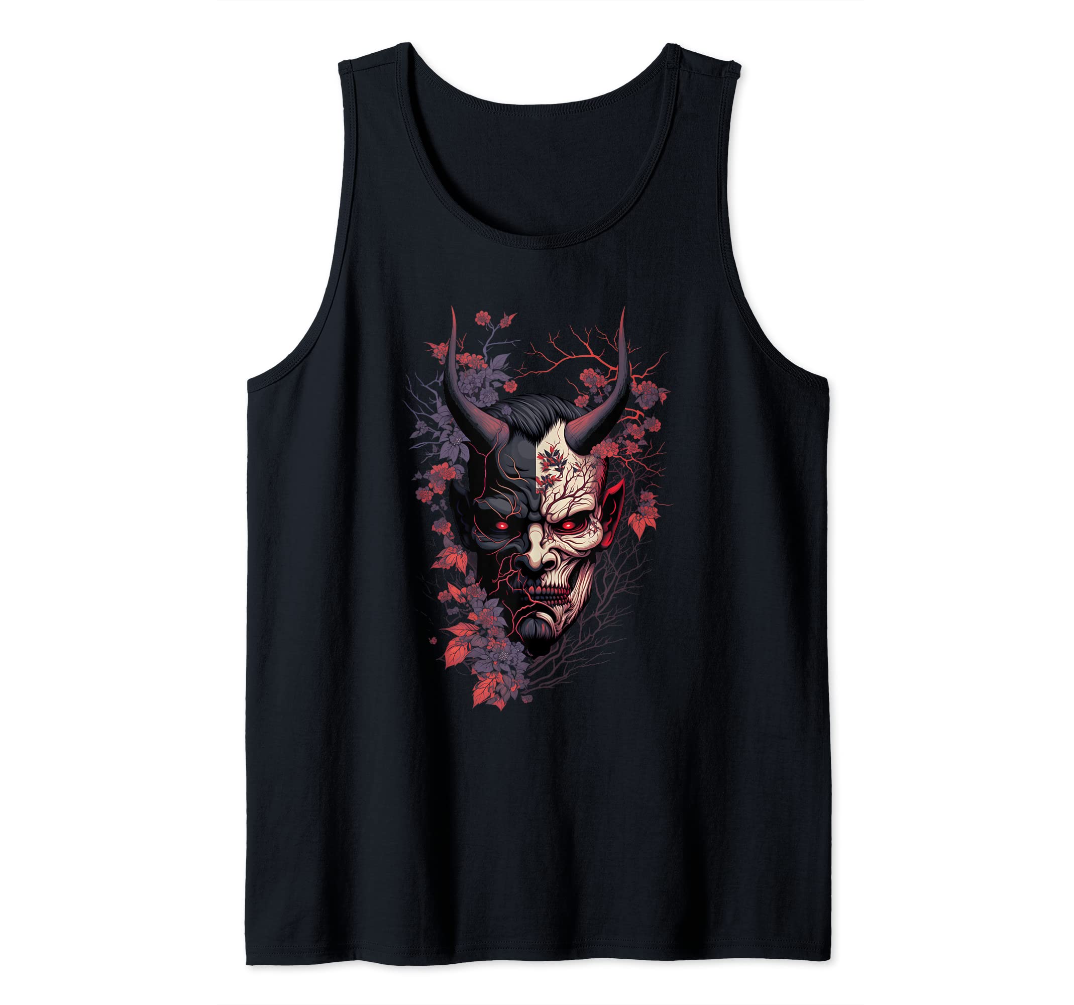 Traditional Japanese Tattoo Demon Mask, Oni Hannya Samurai Tank Top for ...