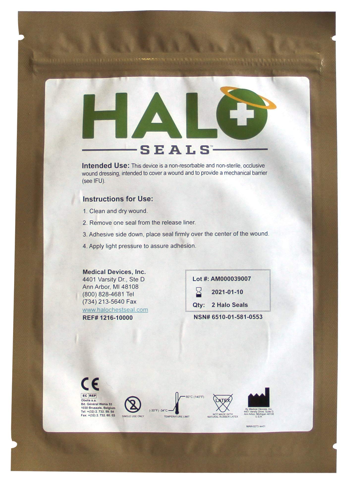 Halo Chest Seal High Performance Occlusive Dressing for Trauma Wounds ...