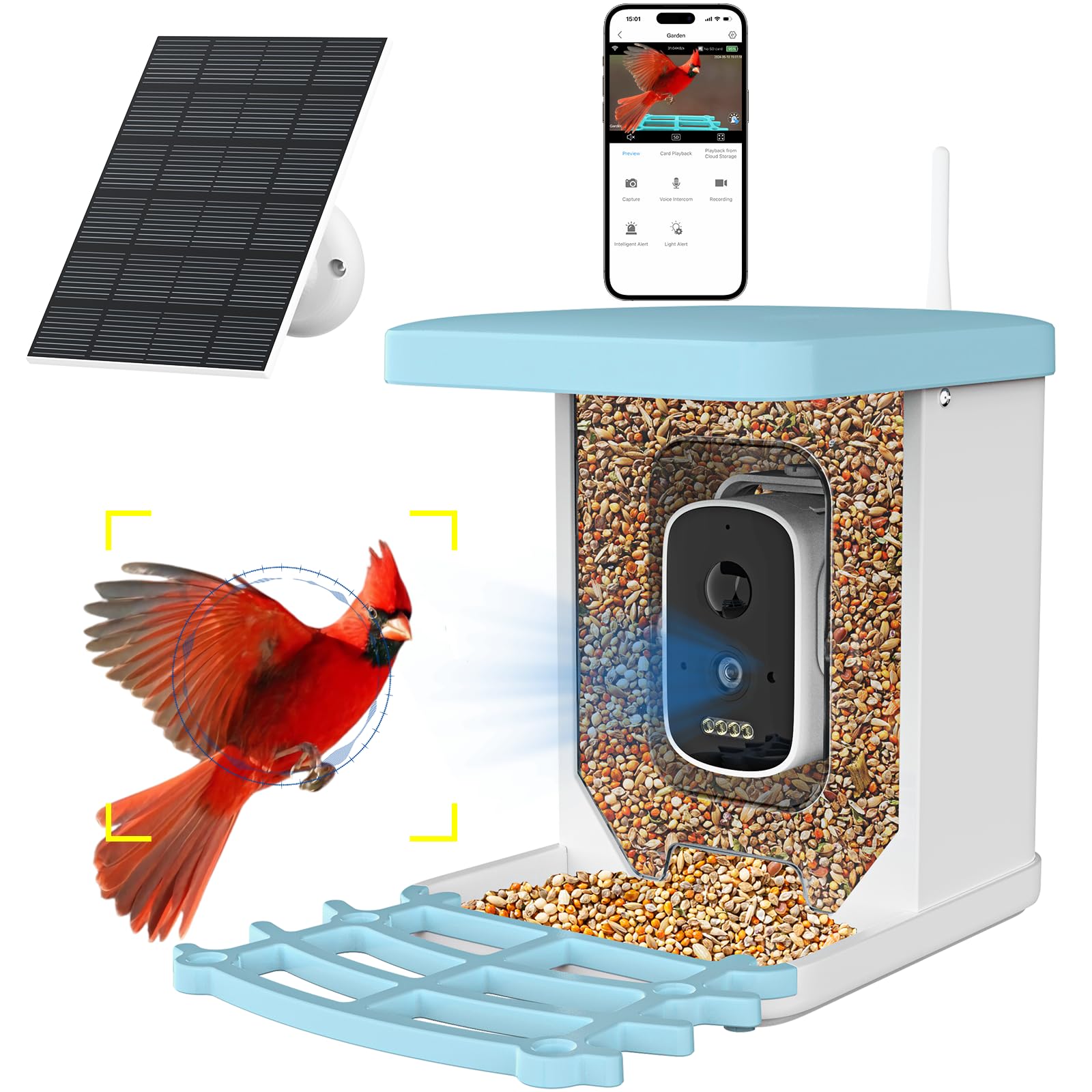 JEAPKA Smart Bird Feeder with Camera Solar Powered AI Identify Bird ...