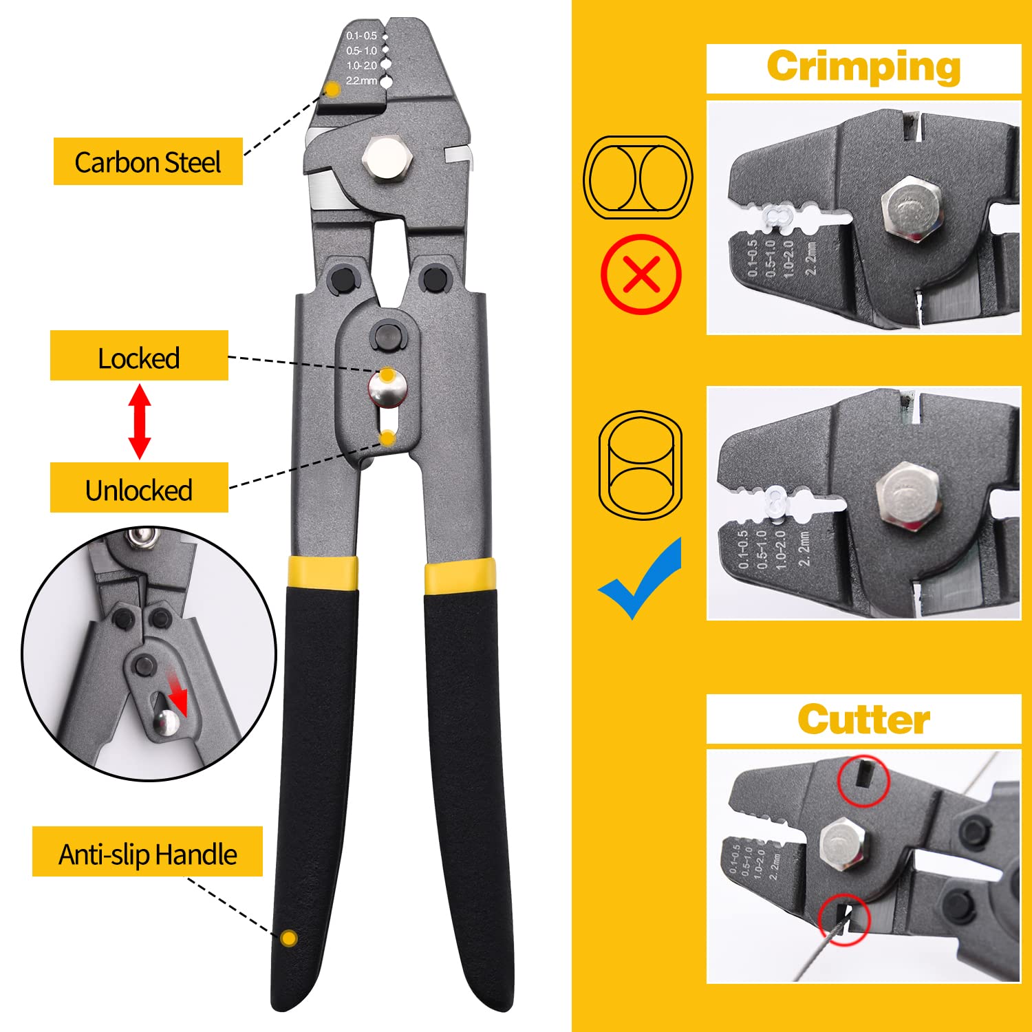 Mua 328ft Wire Rope Crimping Tool Kit, 1/16" Stainless Steel Wire Rope ...