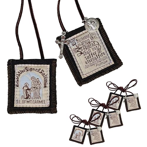 TALPGOD Scapulars Catholic, 3 Pack Bulk Brown Scapular Of Our Lady Of ...