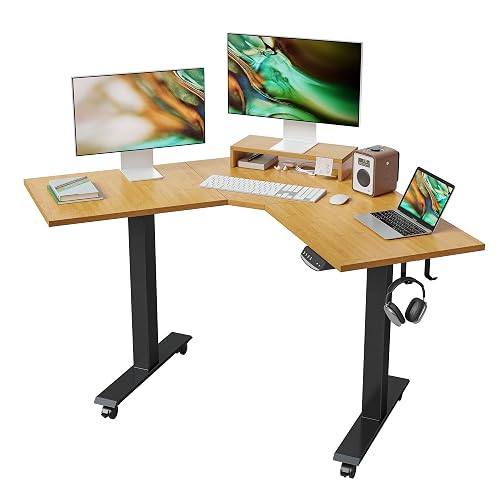 FEZIBO Dual Motor L Shaped Electric Standing Desk, 48 Inches Height ...