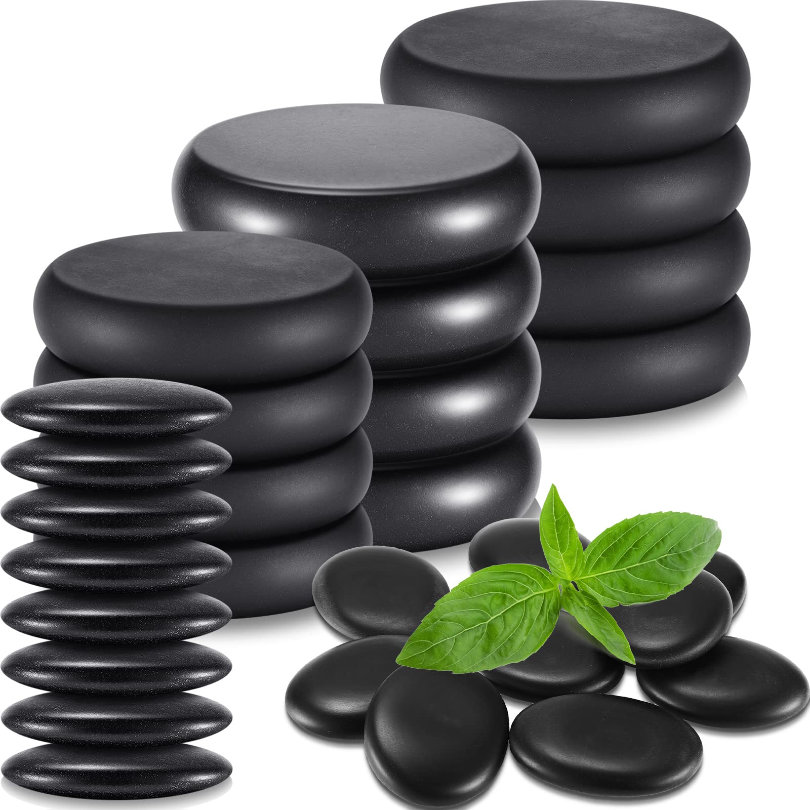 Treela 20 Pieces Hot Stones for Massage Set Black Smooth Basalt Rocks ...
