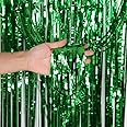Amazon.com : Evsipo 2 Pack Green Foil Curtain Backdrop - Metallic ...