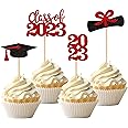 Amazon.com: 36 PCS 2023 Graduation Theme Cupcake Toppers Glitter Class ...