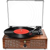 Amazon.com: Amazon Basics Desktop Vinyl Turntable Record Player with ...