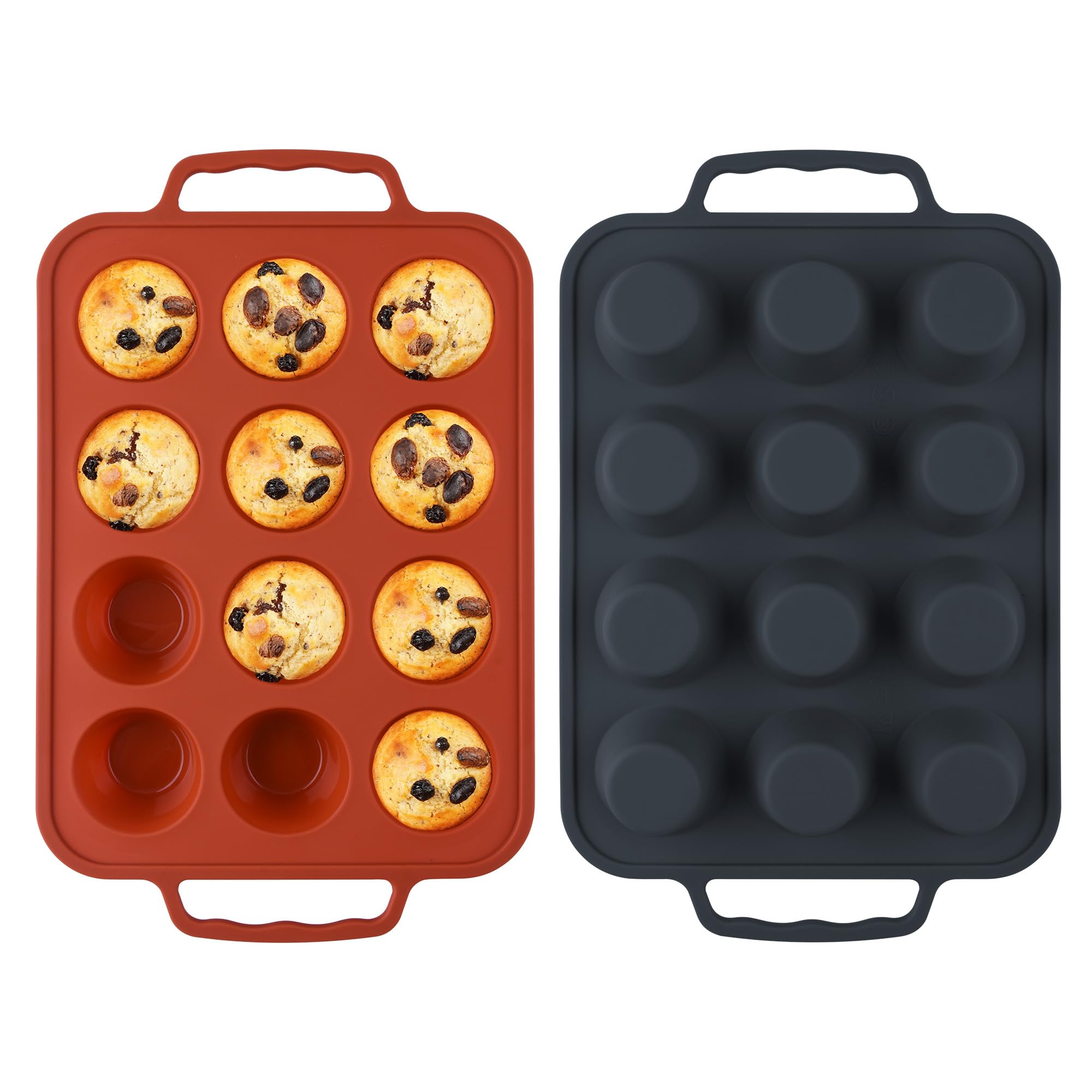 FASAKA Silicone Muffin Pan - 2PCS?12 Cups Mini Cupcake Pan for Baking ...