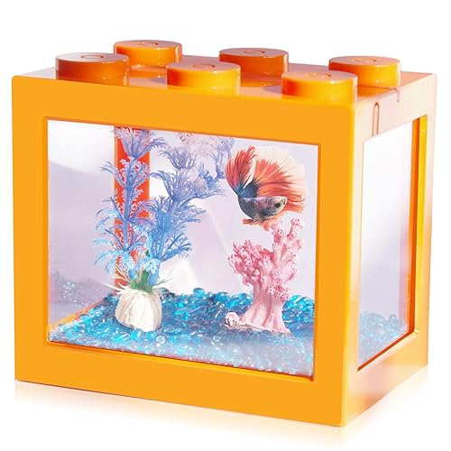 Small Betta Fish Tank, Stackable Mini Fish Tank Aquarium Tank Kit, 3/5 ...