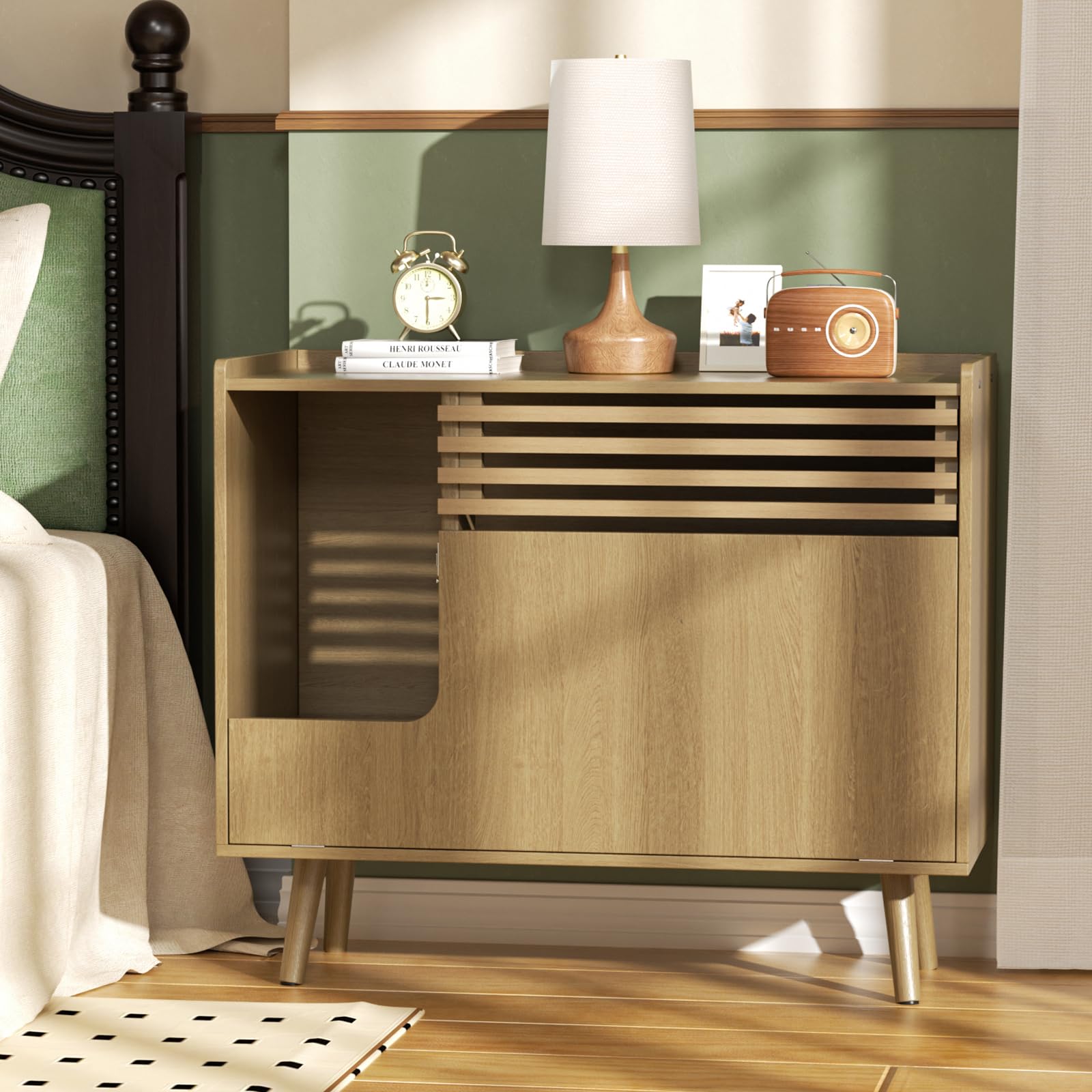 Halitaa Cat ter Box Enclosure,Mid-Century Modern Hidden Litter Box ...