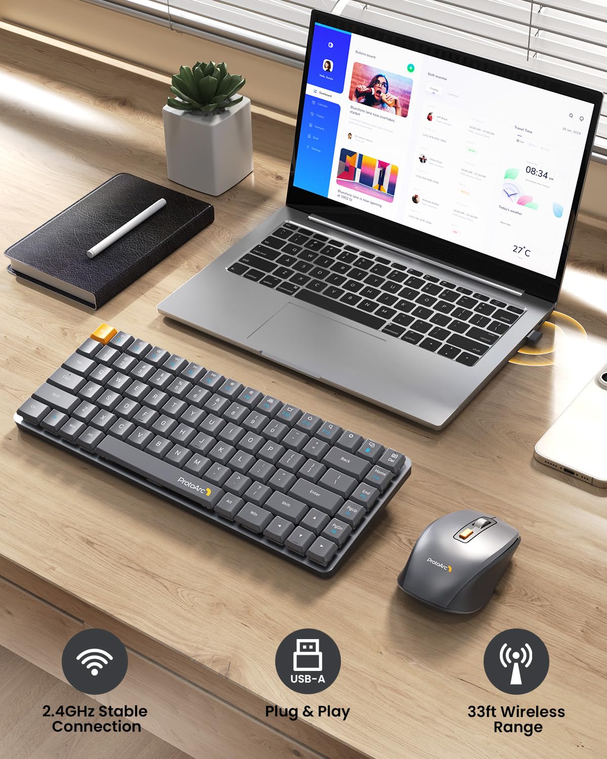 Mua ProtoArc Compact Wireless Mechanical Keyboard Mouse, KM201 2.4GHz ...