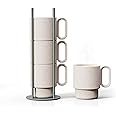 Amazon.com: Libken Stackable Coffee Mug Set with Green Stand Rack ...