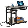 Amazon.com: LITTLE TREE Rolling C Side Table Portable Desk with Power ...