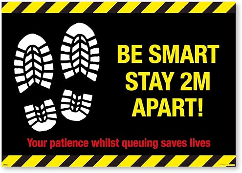 3 Signs Pack of 4 Be smart stay 2m apart sign, Floor Markers, Mandatory ...