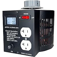 Amazon.com: Circuit Specialists - 20A Variable Transformer with Curent & Voltage LCD Displays ...