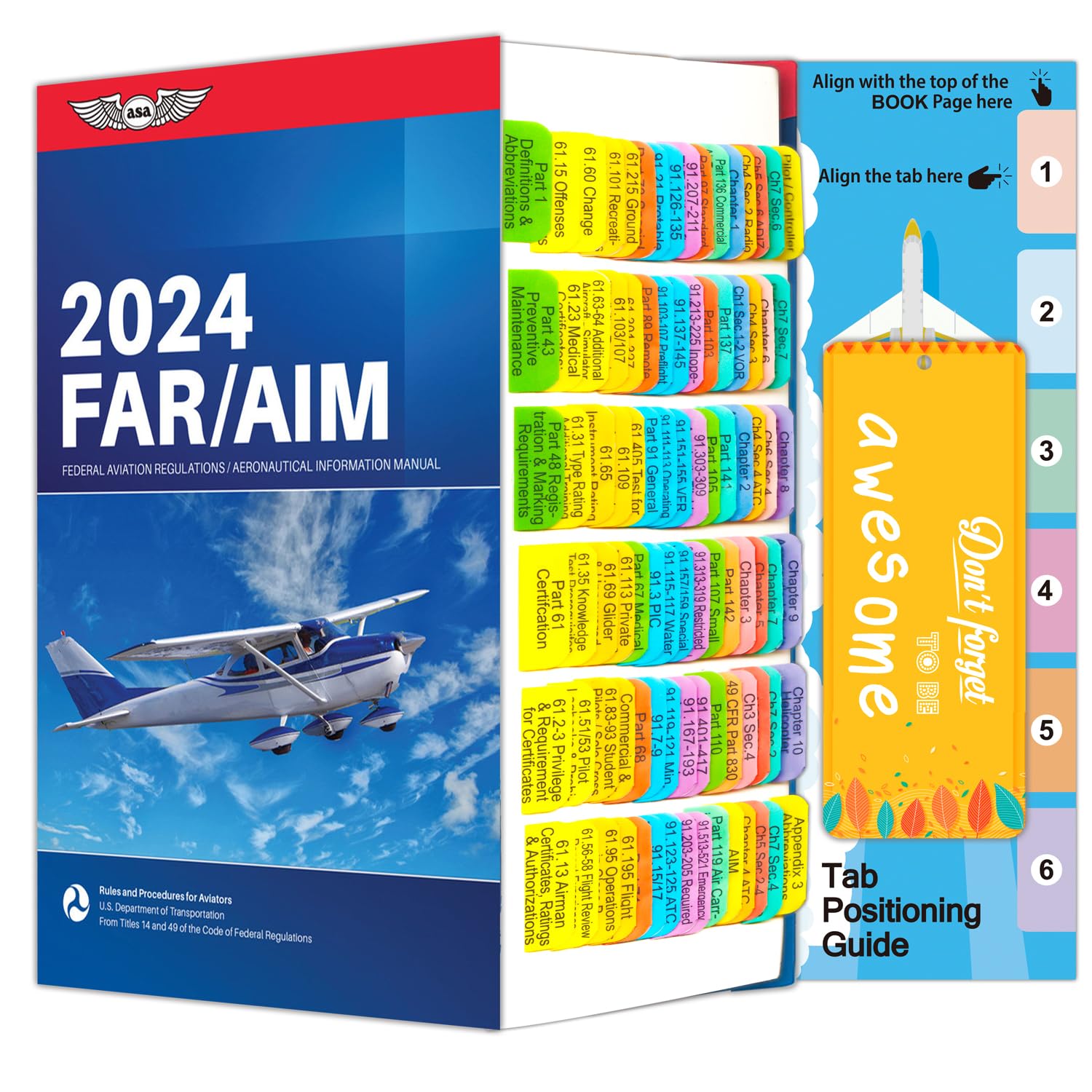 FAR/AIM 2024 Tabs for Private Pilot, 112 Tear-Resistant Clear PVC Color ...