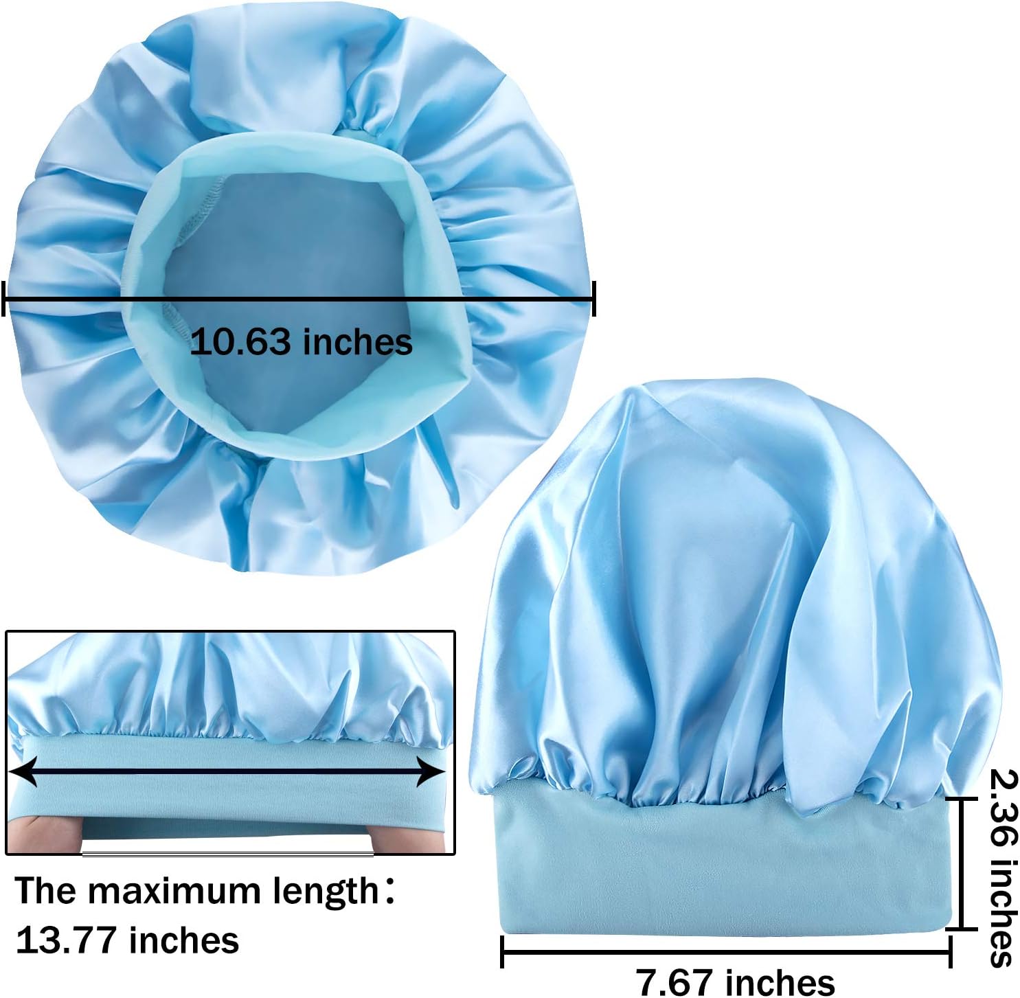 Duufin 8 Pieces Kids Satin Bonnet Sleep Cap Wide Band Sleeping Hair ...