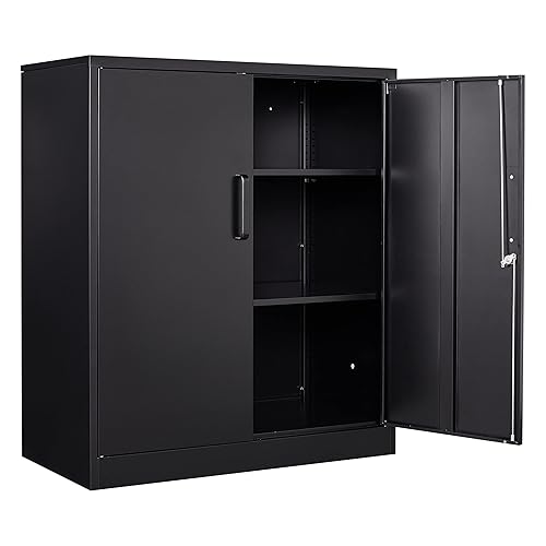 SISESOL Metal Storage Cabinet Locked Steel Cabinet with 2 Adjustable ...