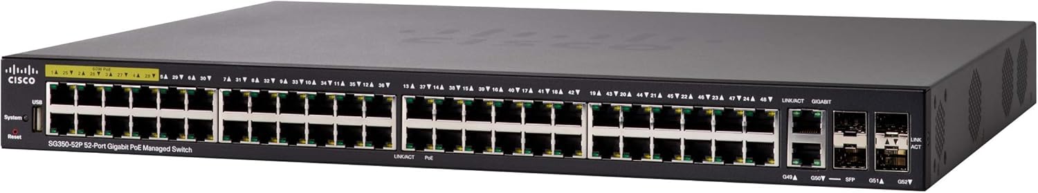 Cisco Sg350-52P 52-Port Gigabit Poe Managed Switch: Amazon.ca ...
