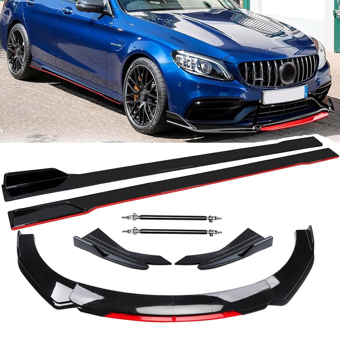 Mua Black & Red Universal 69" - 73" Adjustable Car Front Bumper Lip ...