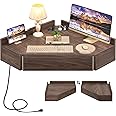 Amazon.com: armocity Floating Corner Desk with Outlets & USB Ports ...