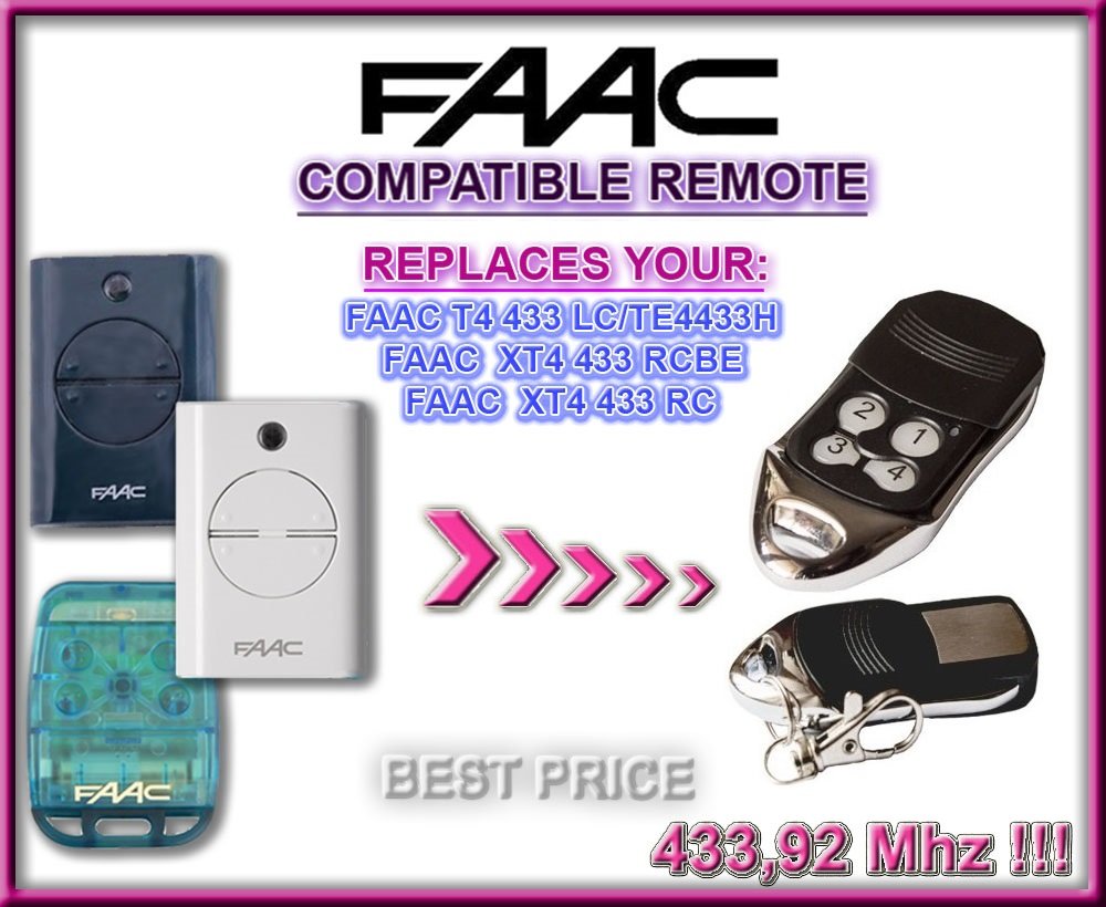 FAAC T4 433 LC / TE4433H, FAAC XT4 433 RCBE, FAAC XT4 433 RC compatible ...