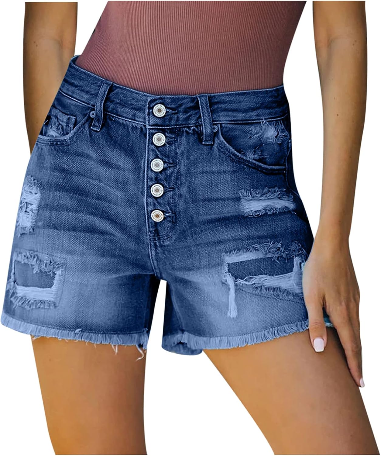 Women Sexy Distressed Denim Shorts, Ladies Summer High Waist Casual ...