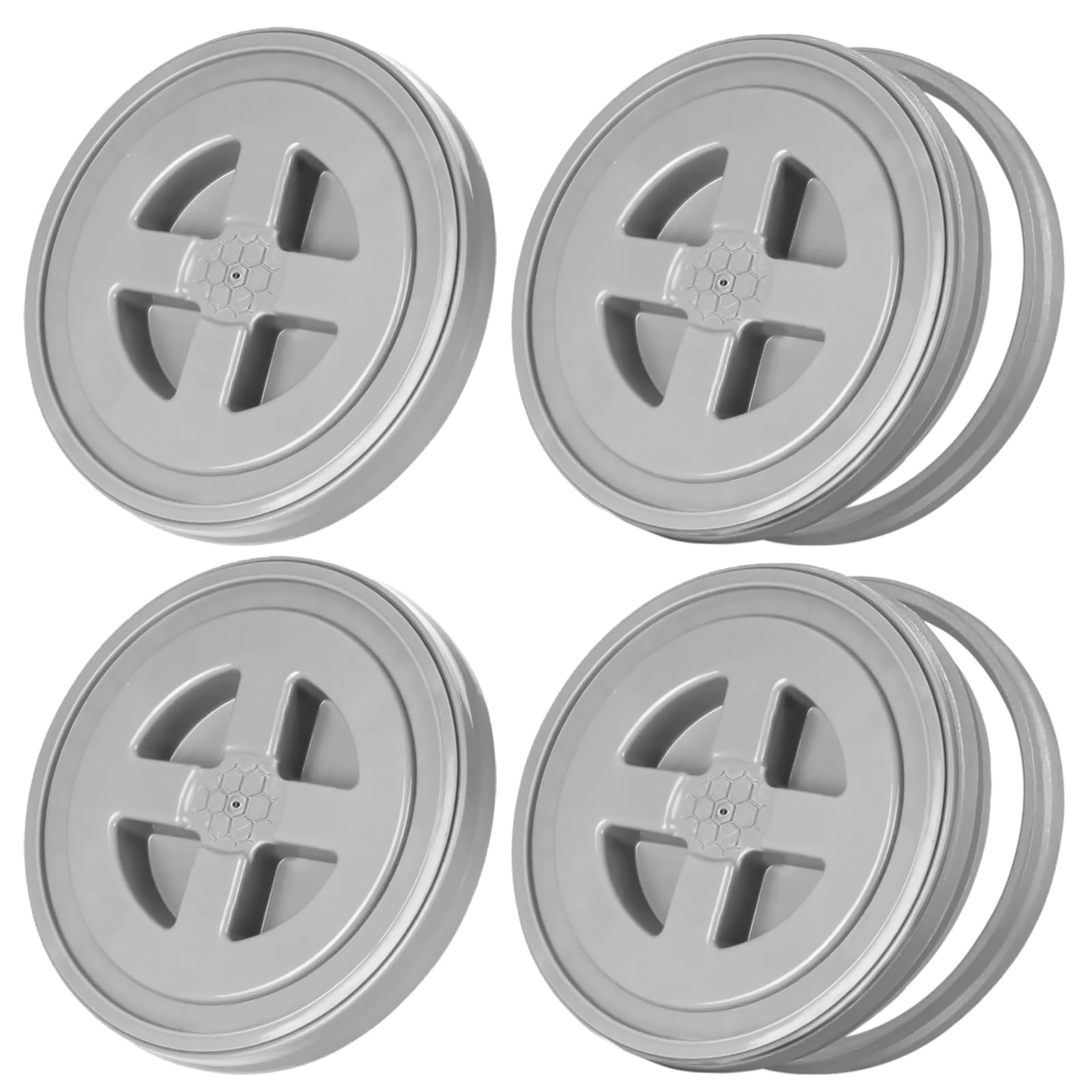 FUYCIEUM 4 Pcs 5 Gallon Bucket Lids, 12 Inch Gray Gamma Seal Lid ...