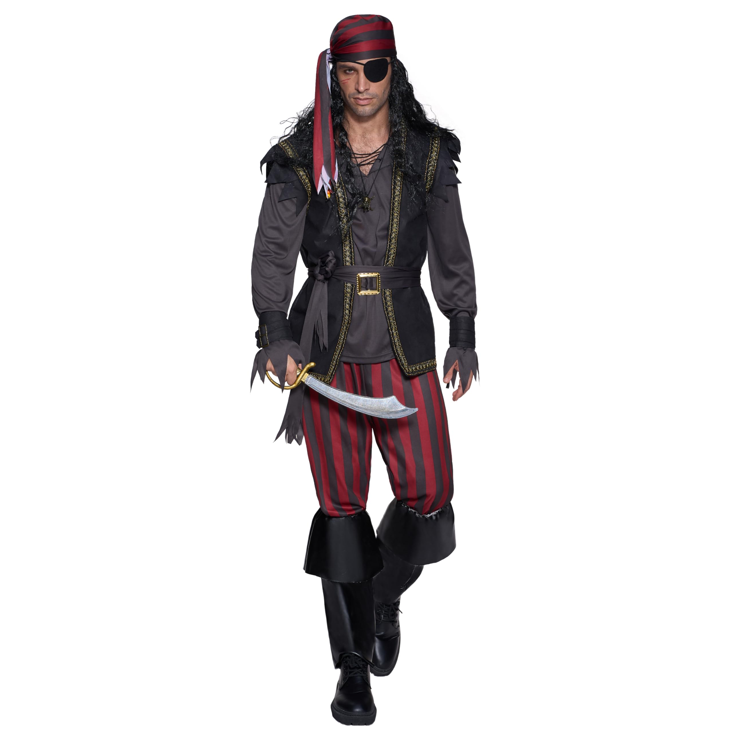 Spooktacular Creations Men Ruthless Renegade Pirate with Bandana Vest ...