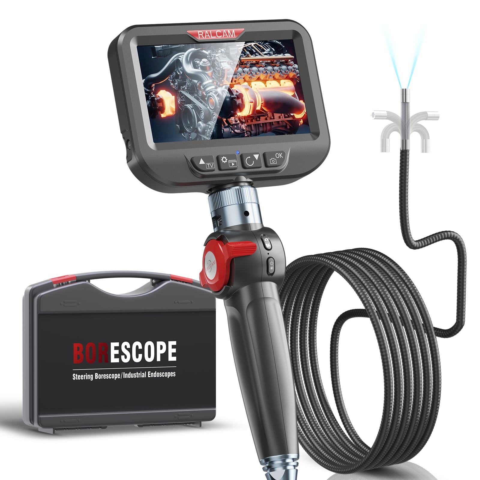 Ralcam Two-Way Articulating Borescope, Endoscope Inspection Camera with ...