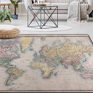 Amazon.com: Naanle Vintage World Map Area Rug 5'x7', Educational ...